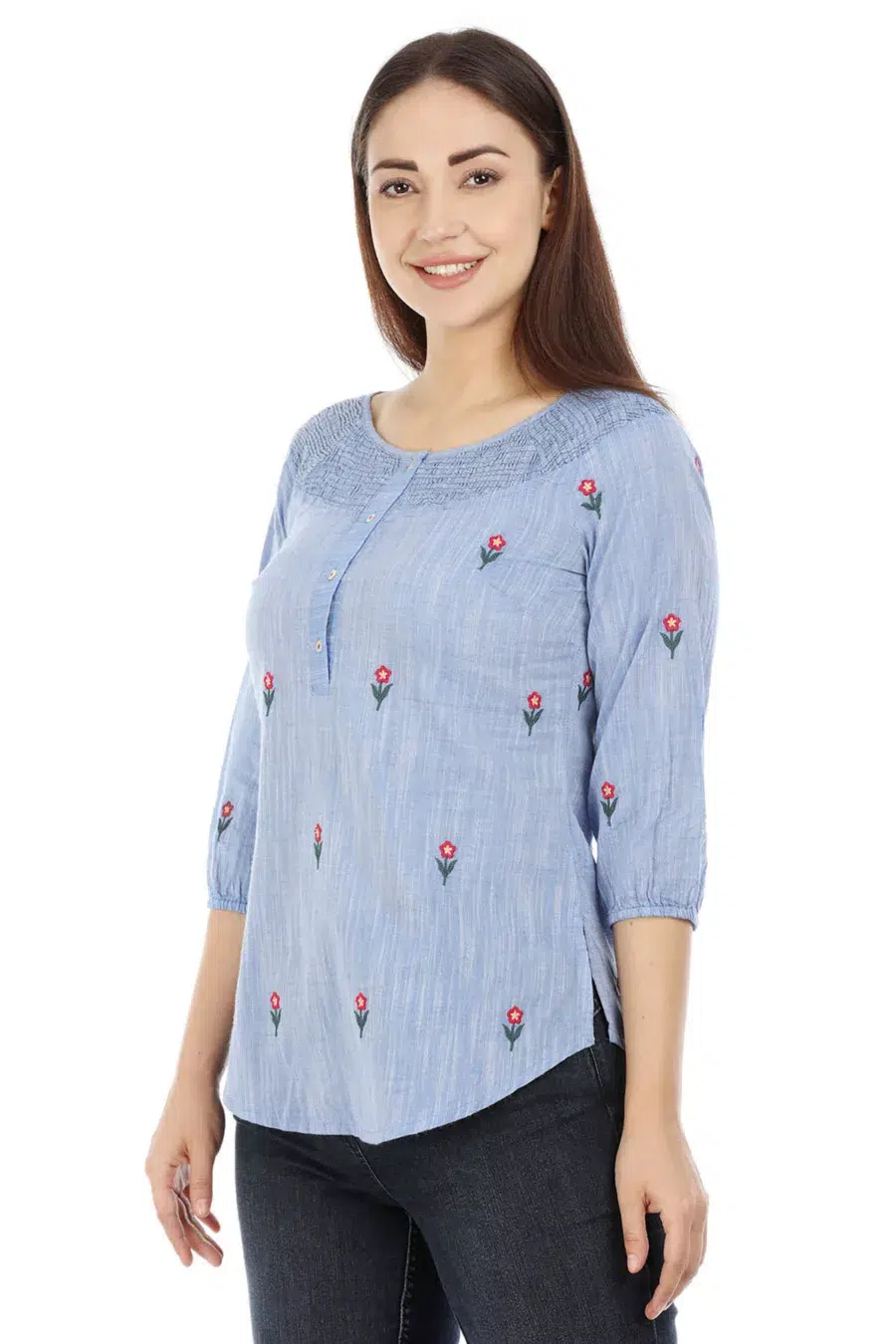 Buy Blue Printed Top For Women Casual Online In India