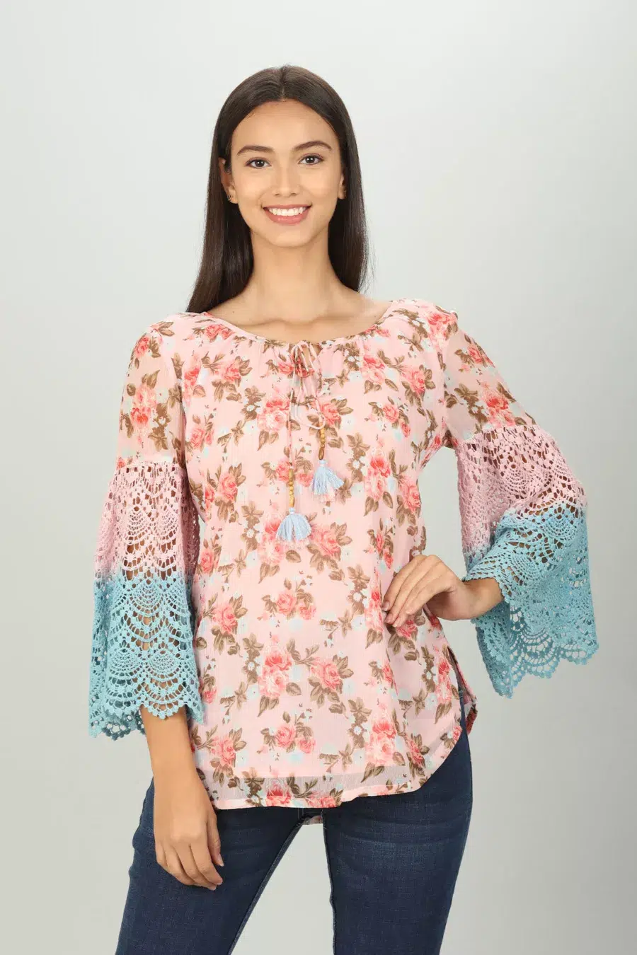 Floral Chiffon String Tie Top
