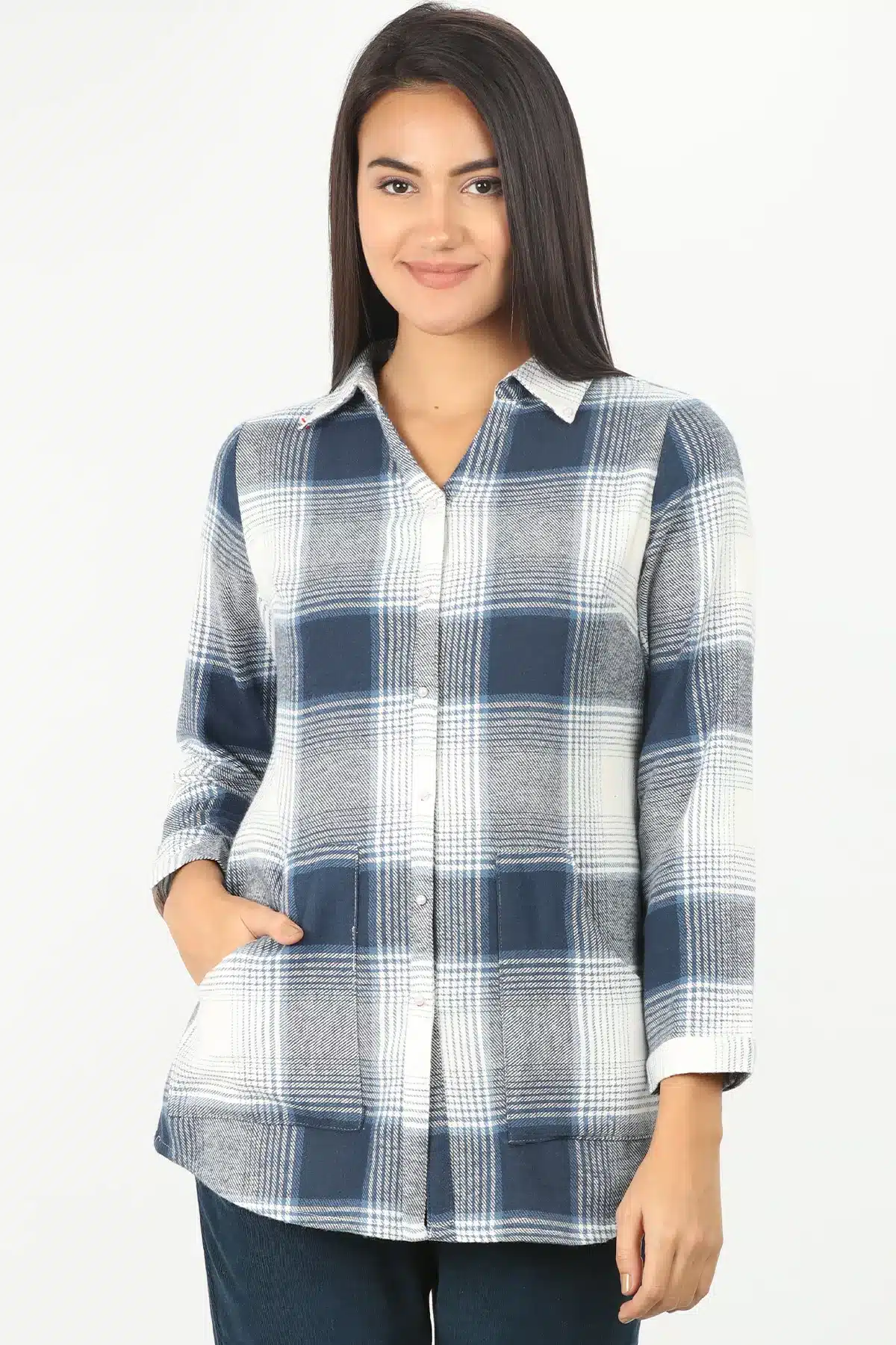 Buy Latest Blue Check Shirt Ladies Online In India