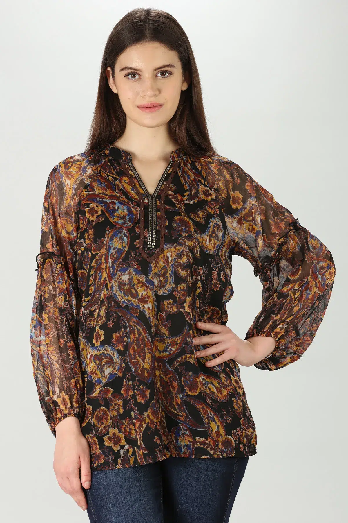 Buy Latest Multicolour Full Sleeve Tops For Women Online